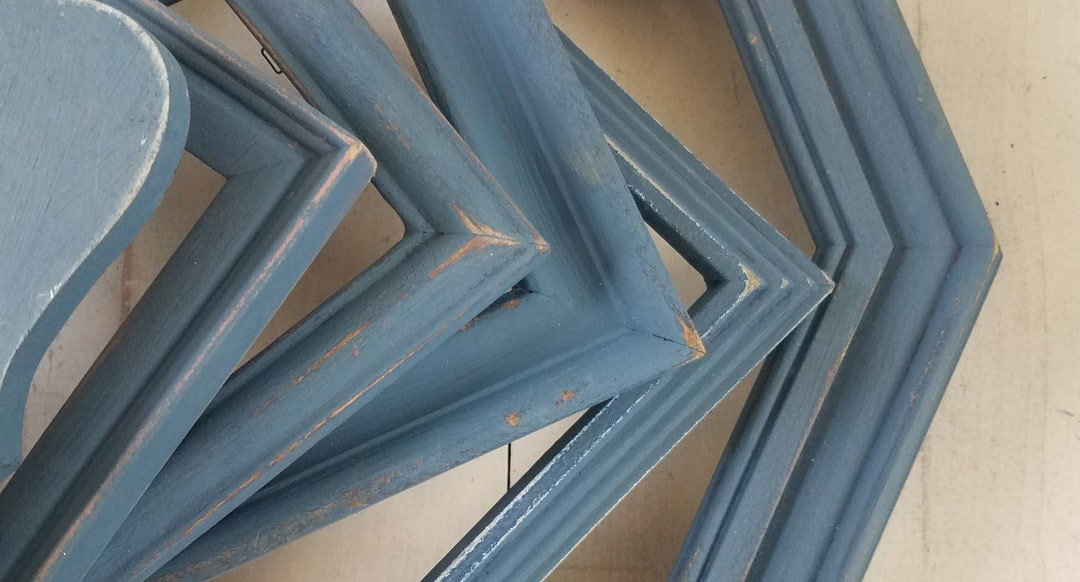 Navy Blue Picture Frames, Rustic Picture Frame Set, Vintage Lake House ...