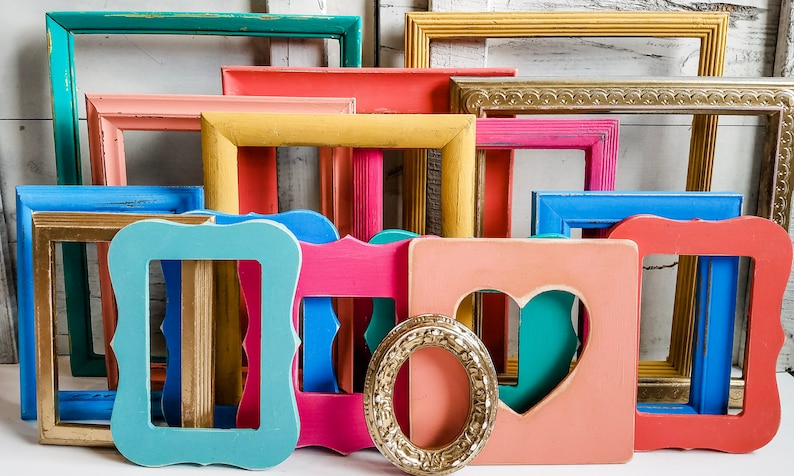Assorted Bright and Tropical Vintage Looking Frames for a Gallery Wall ...