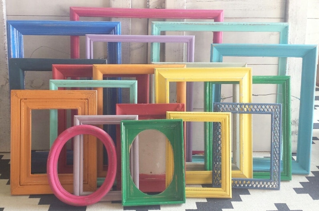Bright Gallery Picture Frame Set, Mixed Colorful Picture Frames ...