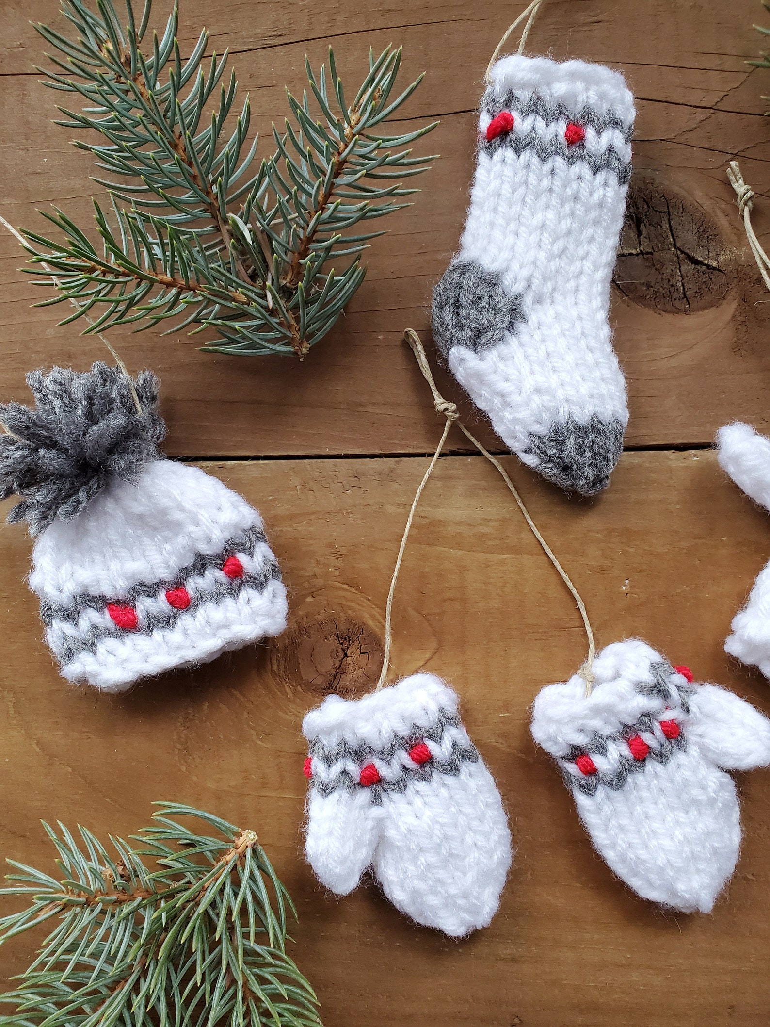 Set of 4 Mini Icelandic themed knit Ornaments Decorations | Etsy