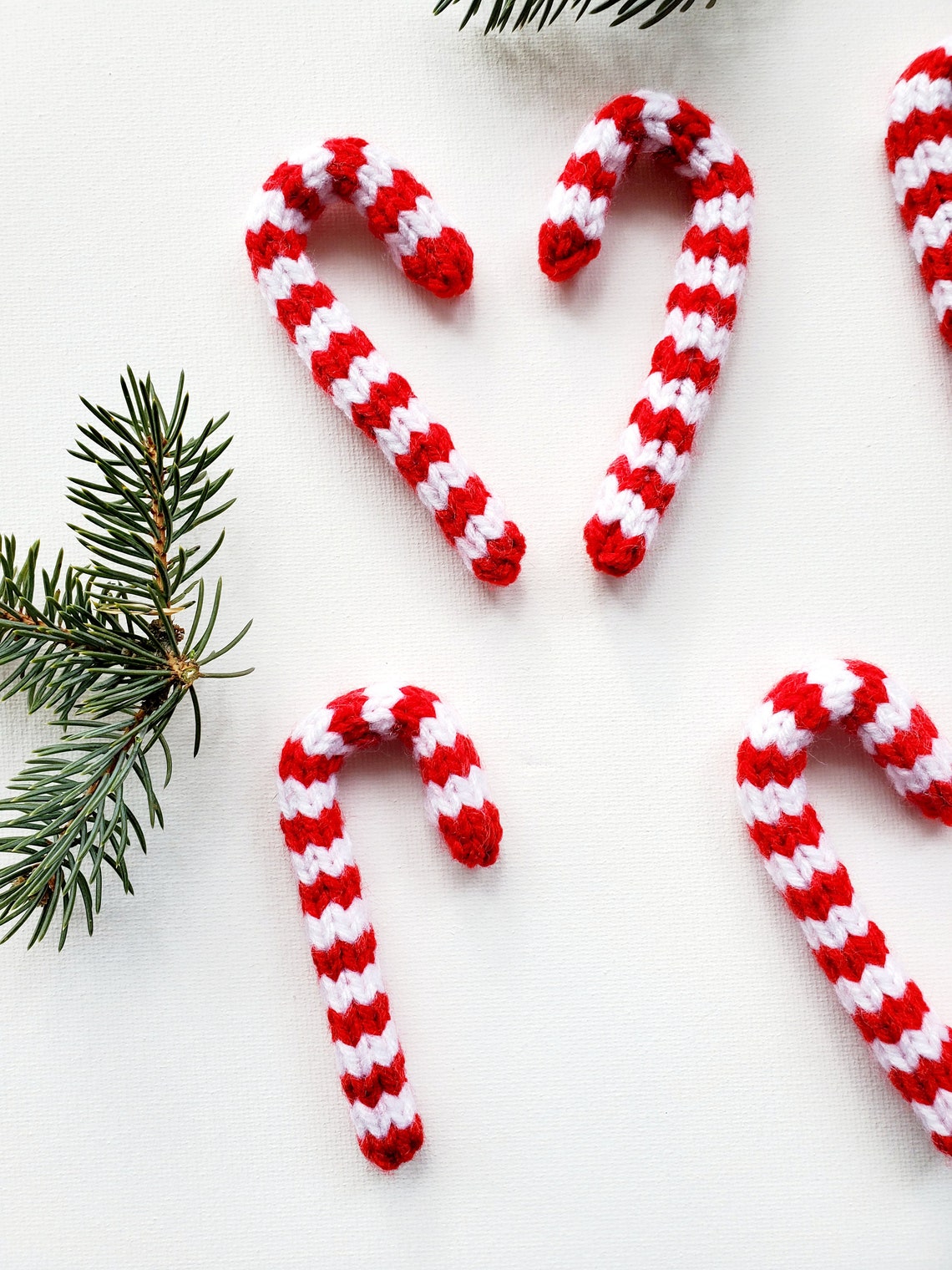 Set of 6 Knitted Candy Cane Christmas Ornament Decorations - Etsy
