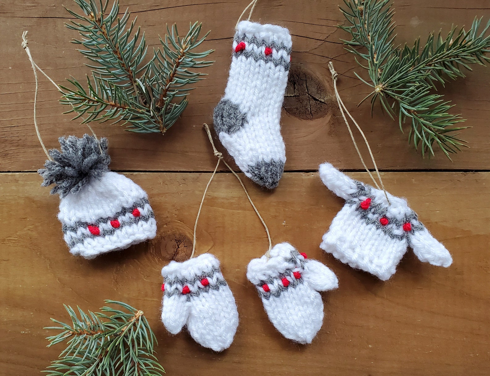 Set of 4 Mini Icelandic themed knit Ornaments Decorations | Etsy