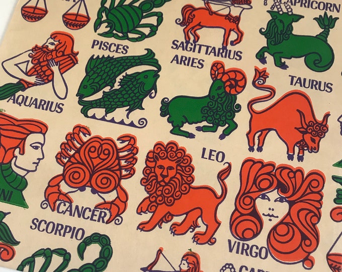 Vintage Mid Century Mod Zodiac Gift Wrap Wrapping Paper Pop Art ...
