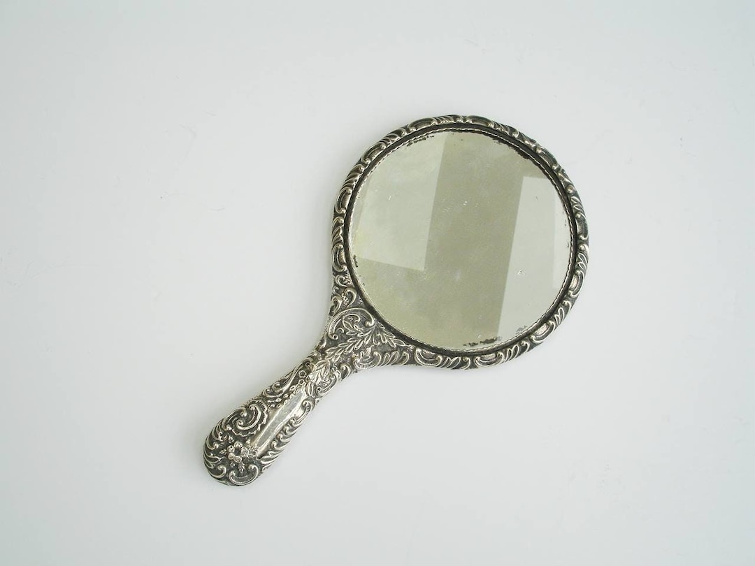 Antique Double Sided Silver Hand Mirror 1903 - Etsy
