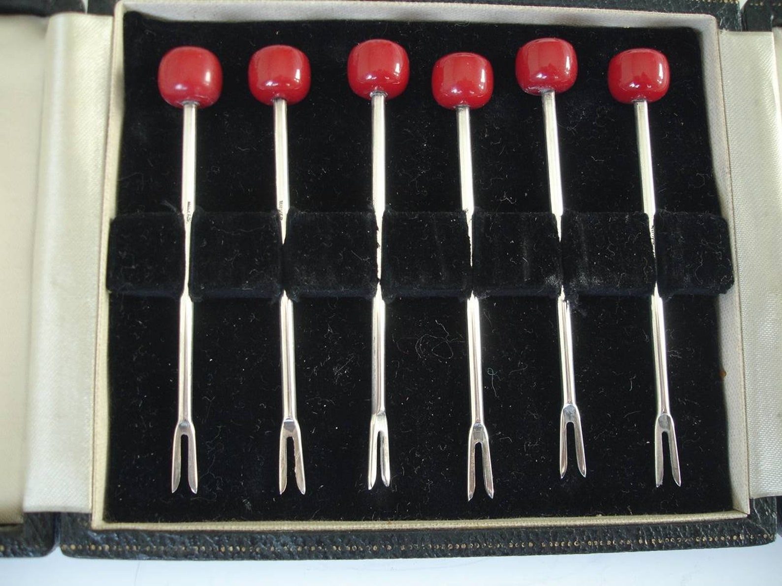 Set of Silver Cocktail Sticks With Cherry Tops - Etsy