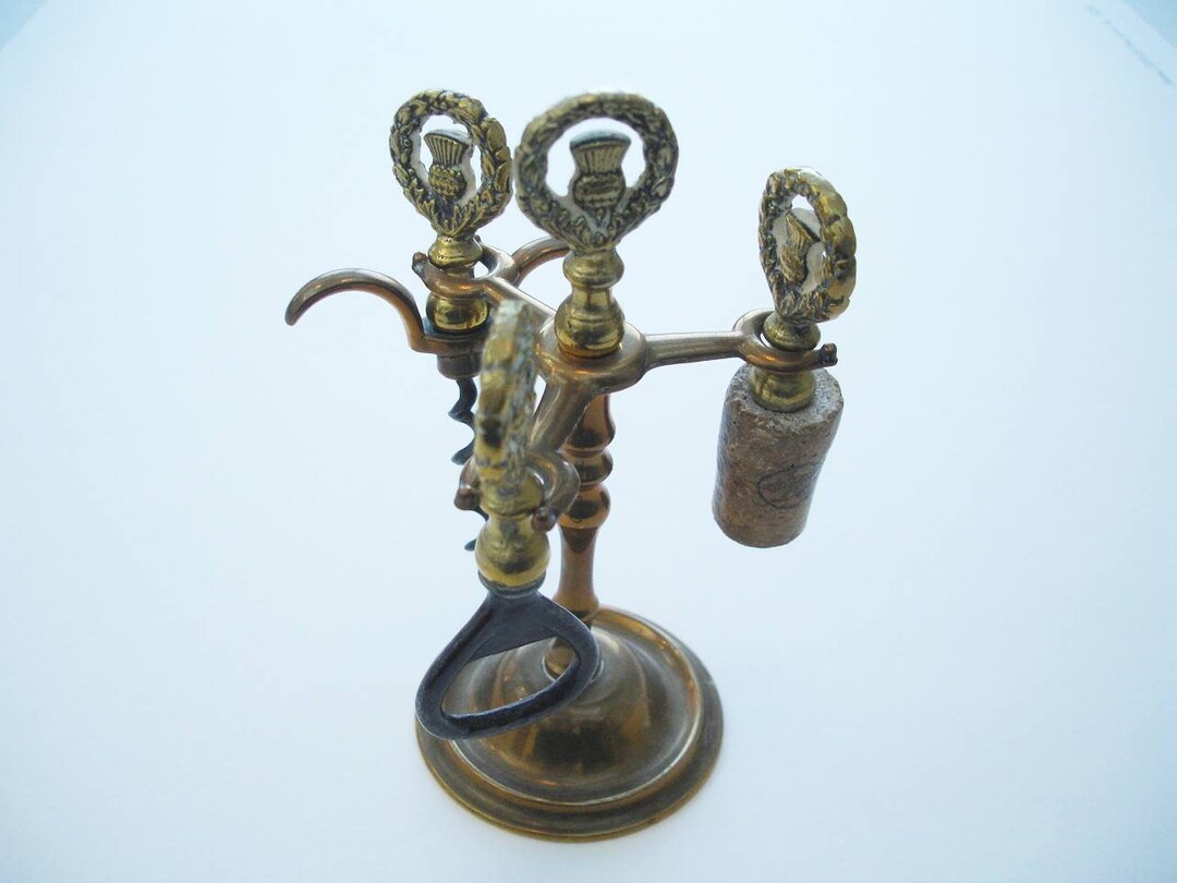 Vintage Brass Scottish Thistle Bar Set KY102 - Etsy