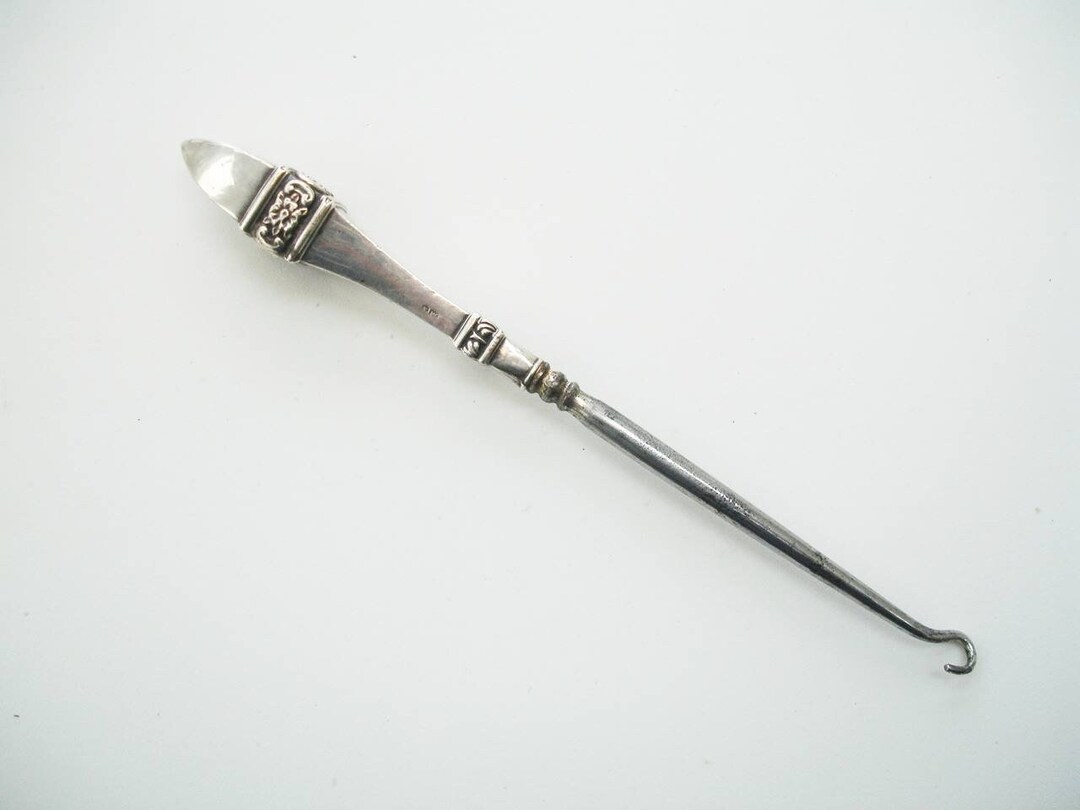 Antique Silver Button Hook 1910 - Square Top - Etsy