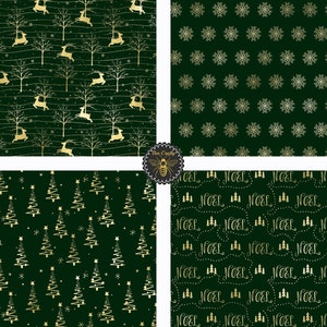 Green and Gold Christmas Papers | Gold Foil & Green Backgrounds | Gold ...