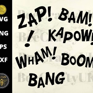 Comic Balloon Bubble Art & Words Bundle | Kapow Boom Bang Bam Zap Wham ...
