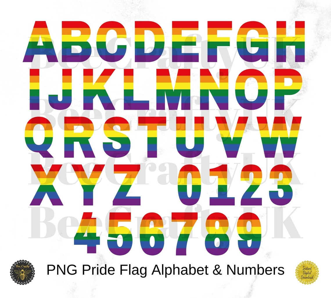 Pride Rainbow Flag Letters & Numbers | LGBTQ Pride Font Alphabet A-Z ...