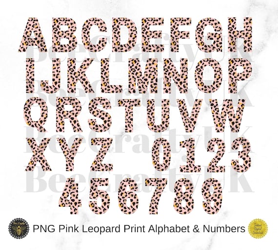 Pink Leopard Print Letters & Numbers Animal Print Font - Etsy