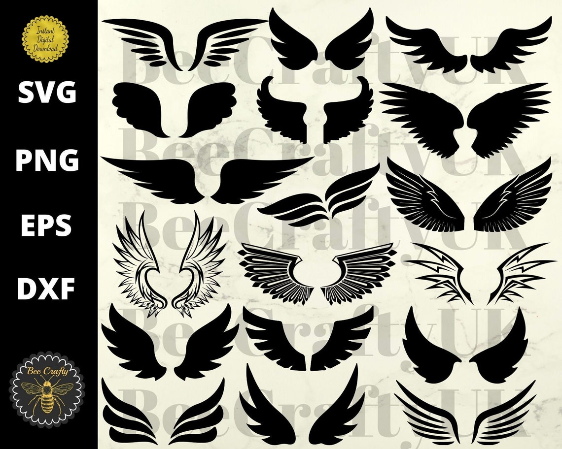 Wings Graphics SVG Bundle Wings Clipart 18 Wings Cutting - Etsy