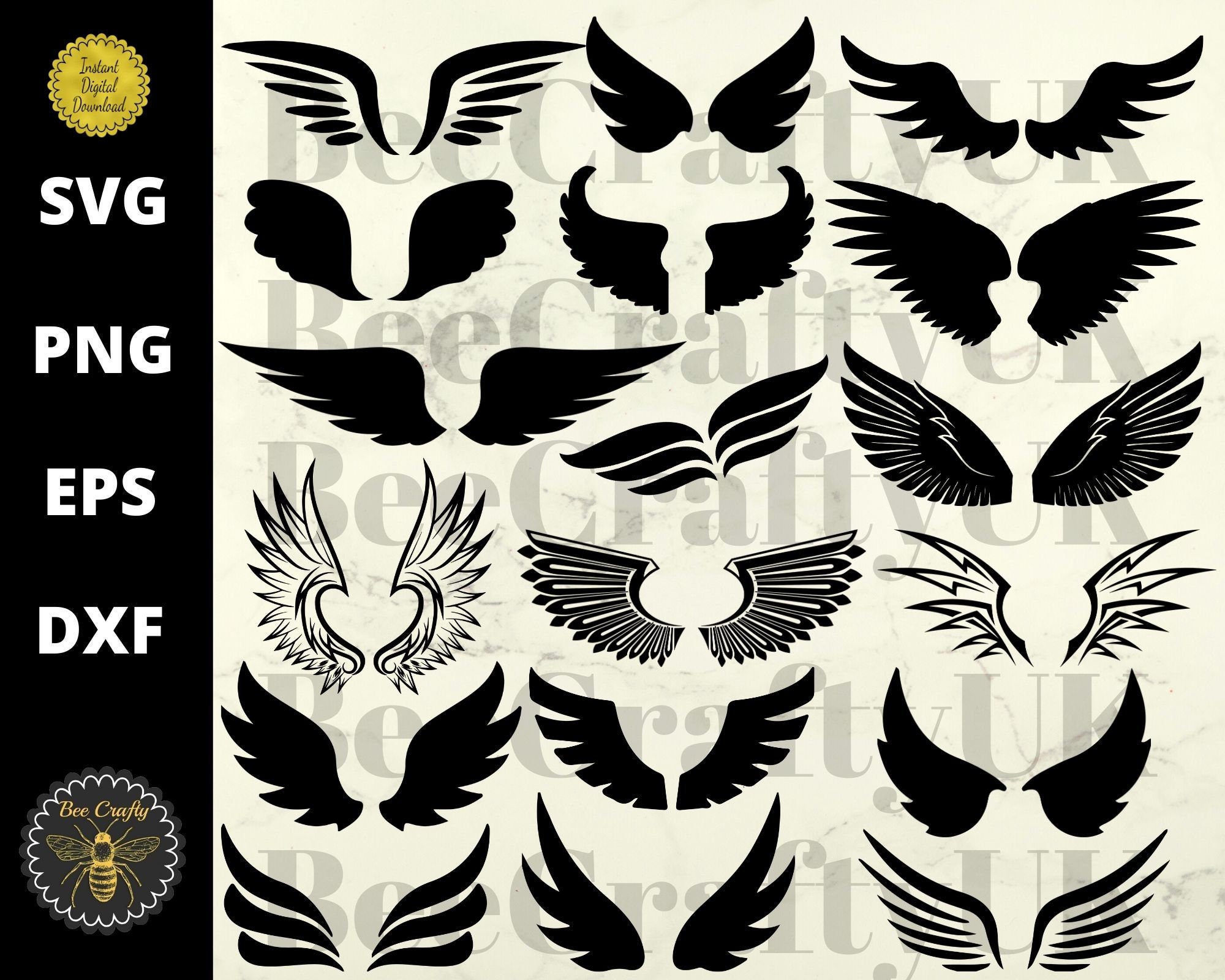 Wings Graphics SVG Bundle Wings Clipart 18 Wings Cutting | Etsy
