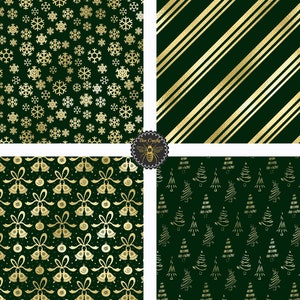 Green and Gold Christmas Papers | Gold Foil & Green Backgrounds | Gold ...