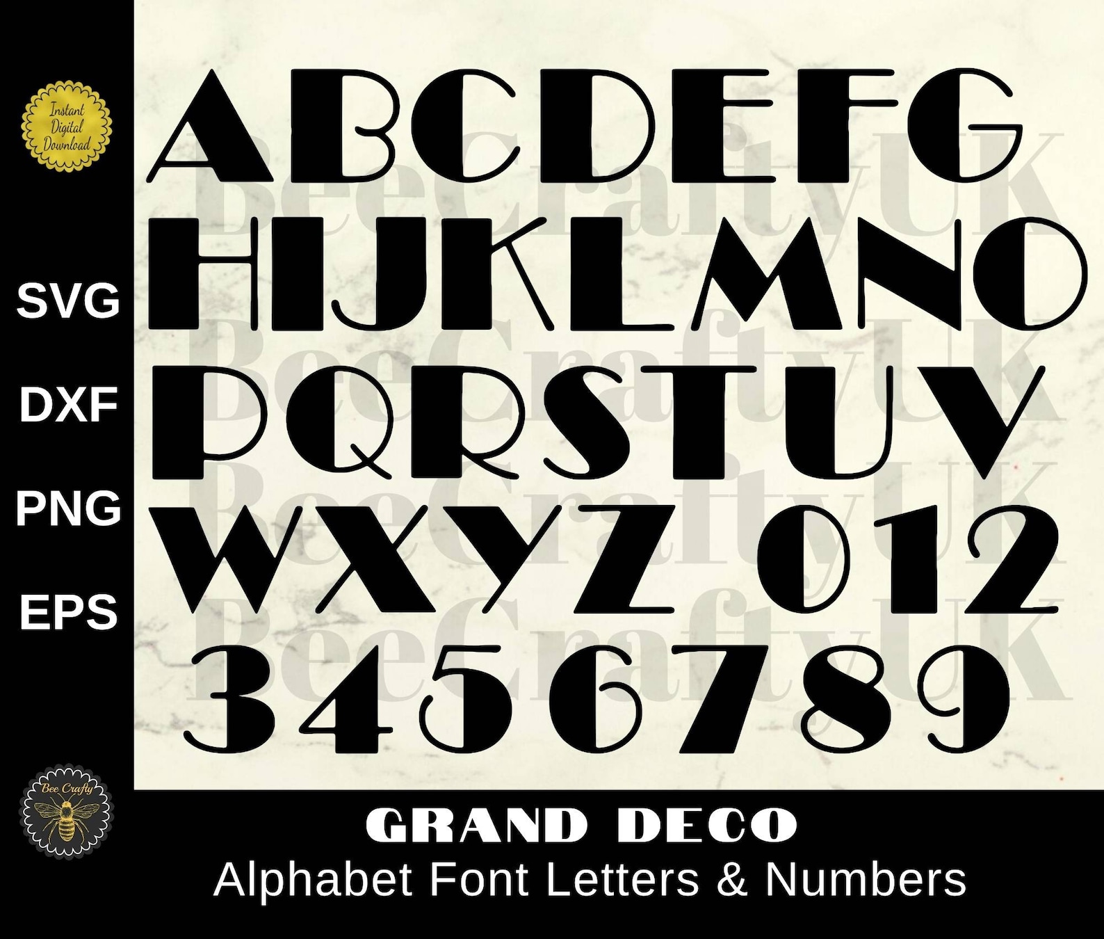 Grand Deco Retro Vintage Font Alphabet Letters & Numbers - Etsy