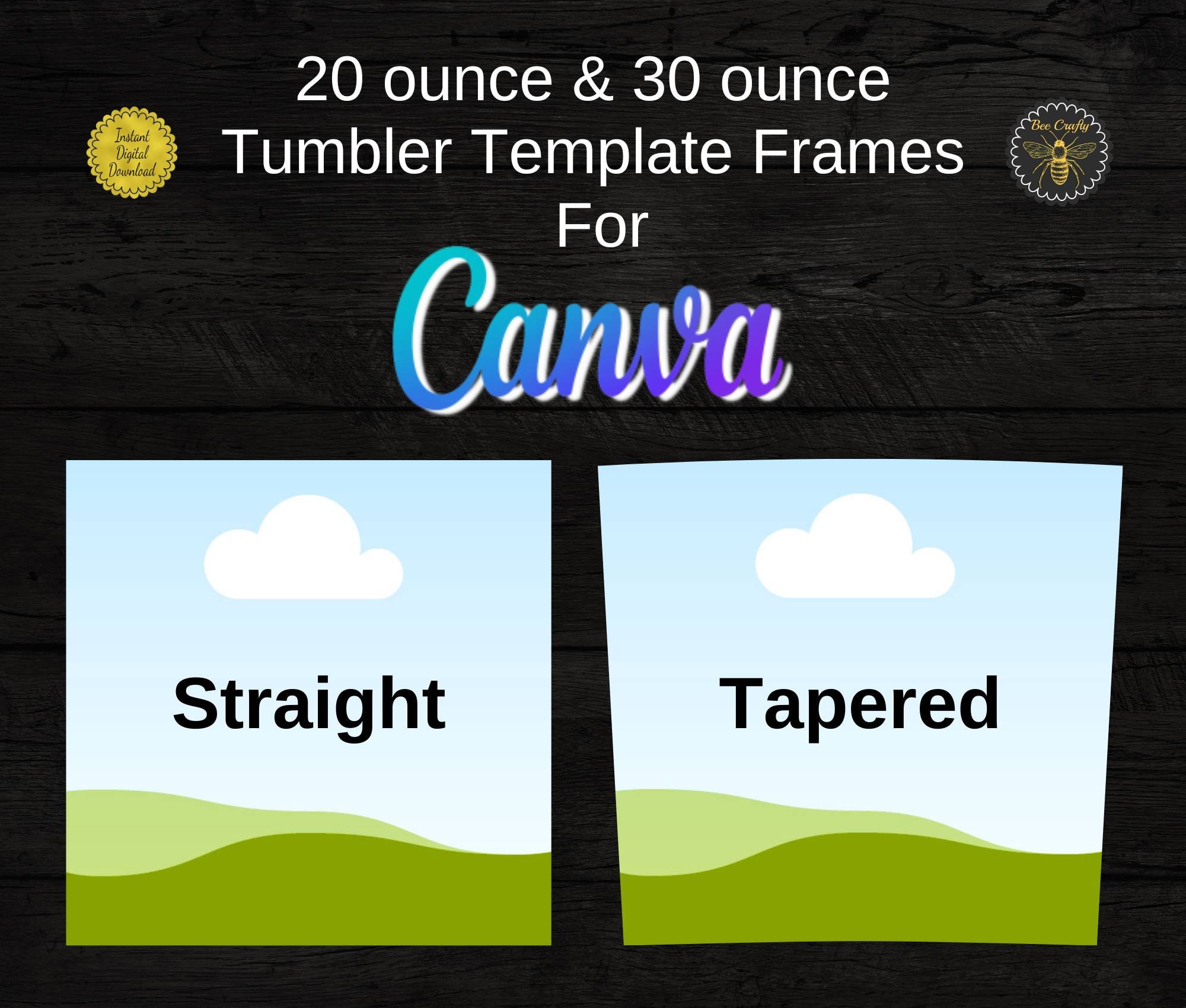 Skinny Tumbler Template Canva Frames | Editable in Canva 20 & 30 Oz ...