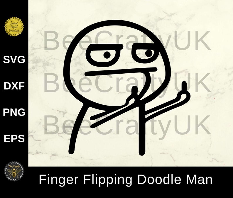 Finger Flipping Doodle Man SVG | Funny Rude Middle Finger | Svg, Eps ...