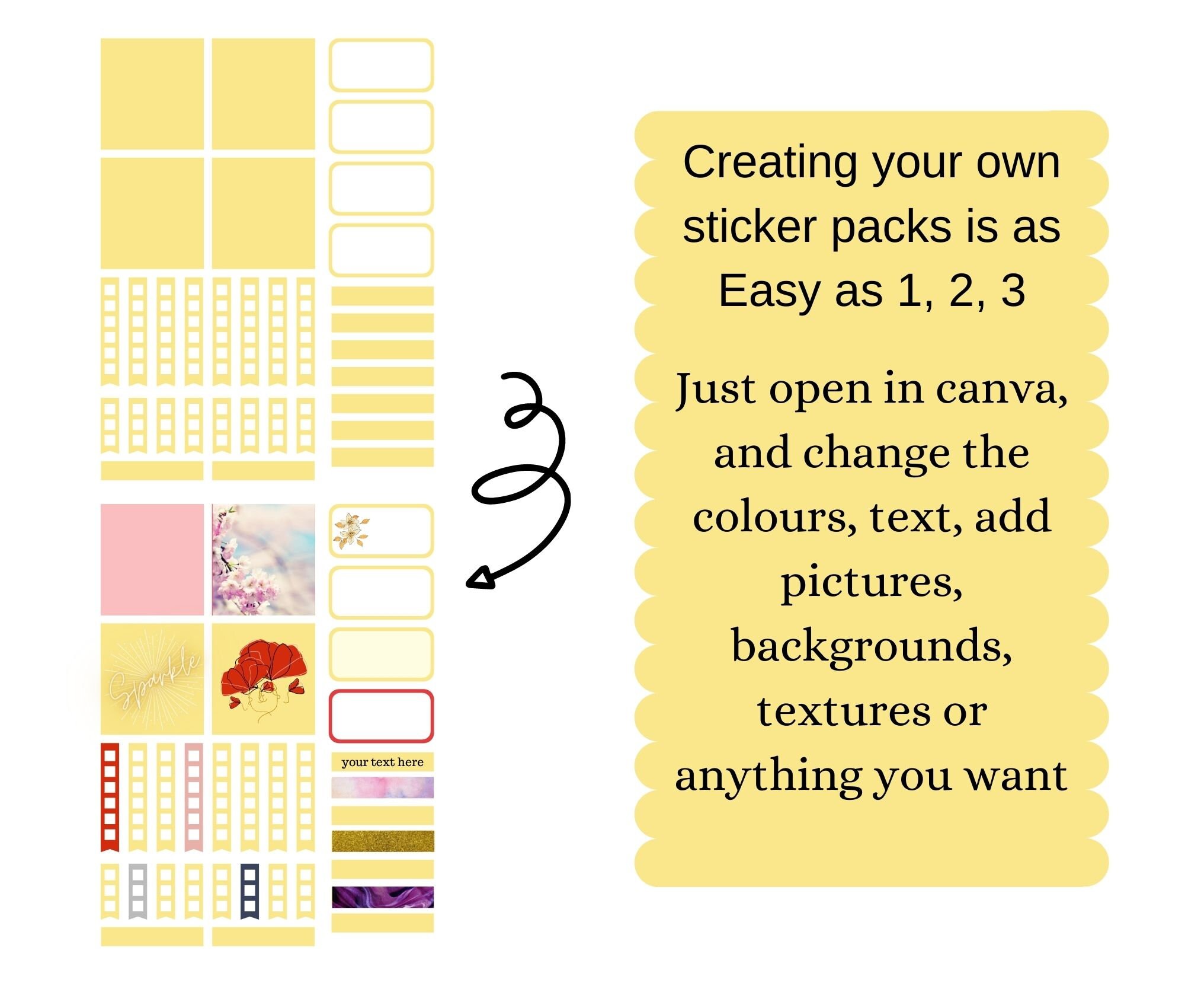 Planner Sticker Box Template Bundle Editable Canva Planner - Etsy