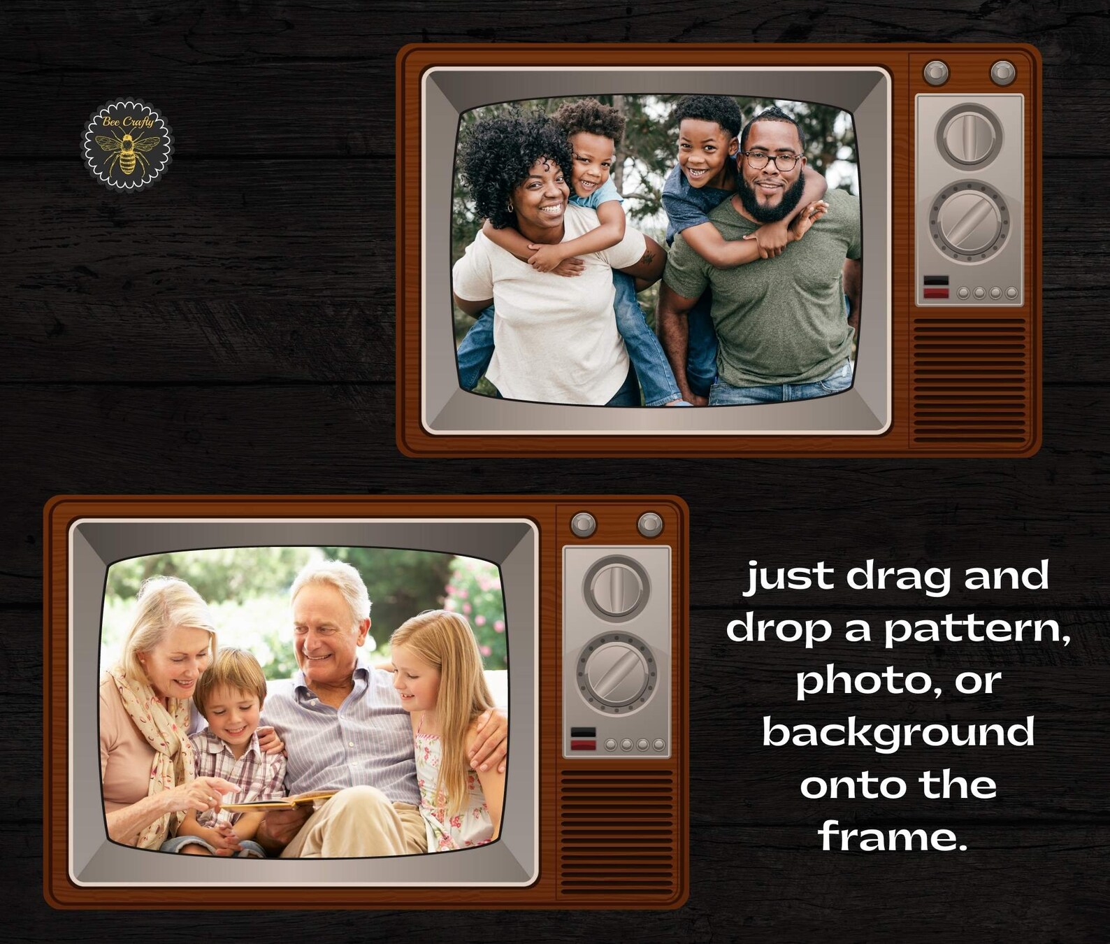 Custom Retro TV Screen Frames | Drag and Drop Editable in Canva ...