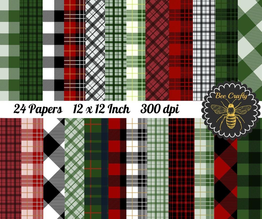 Buffalo Plaid Digital Paper Pack | Scrapbooking Tartan Craft Papers ...