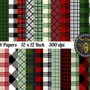 Buffalo Plaid Digital Paper Pack | Scrapbooking Tartan Craft Papers ...