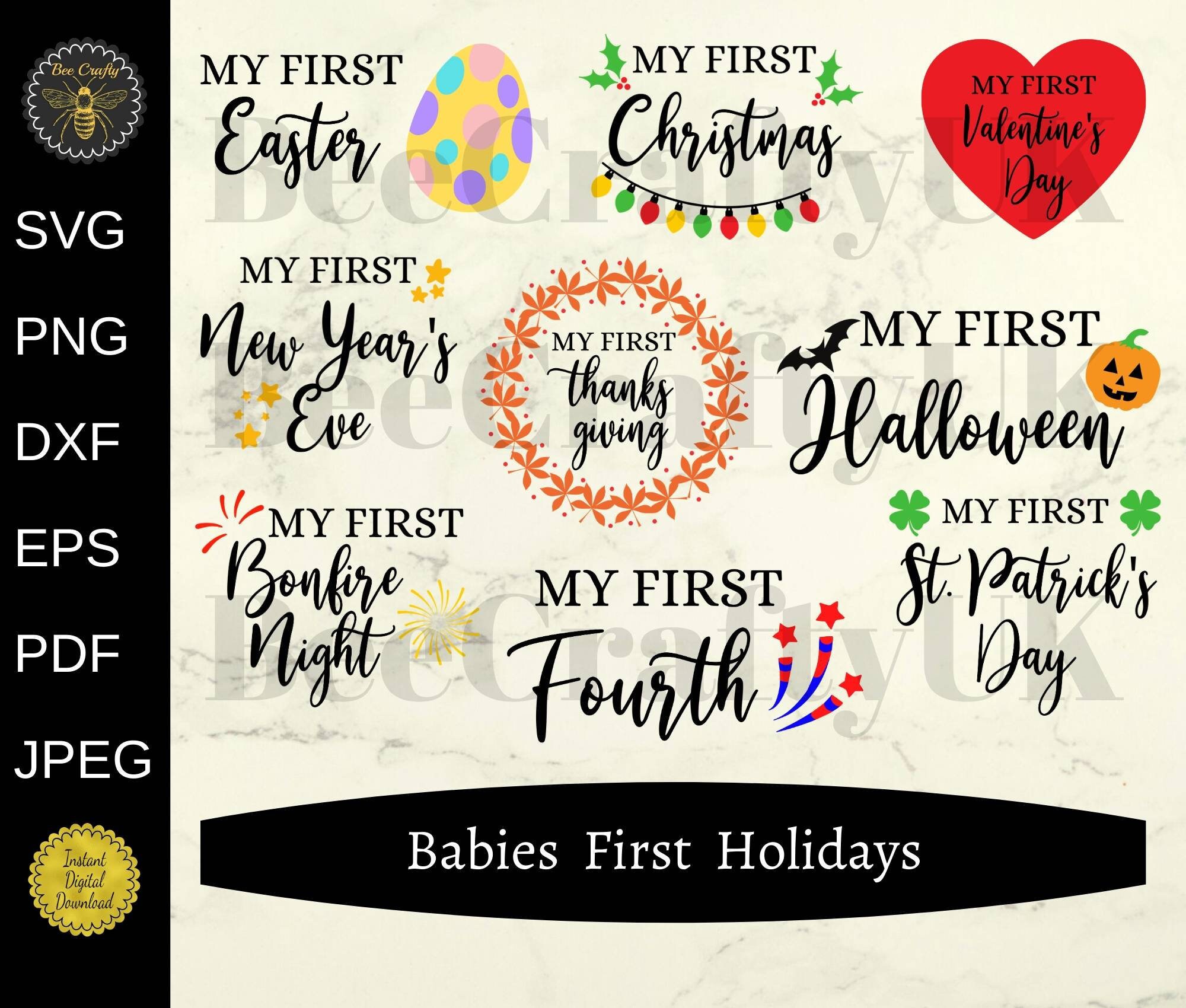 Babies First Holiday SVG Bundle 1st Holiday for Baby Clipart - Etsy UK