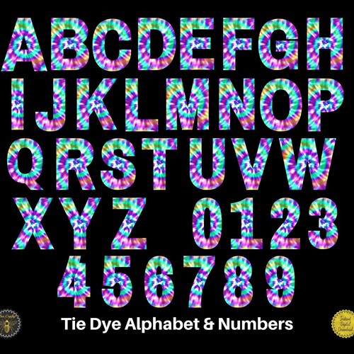 Rainbow Tie Dye Alphabet 78 Letters PNG File Sublimation - Etsy
