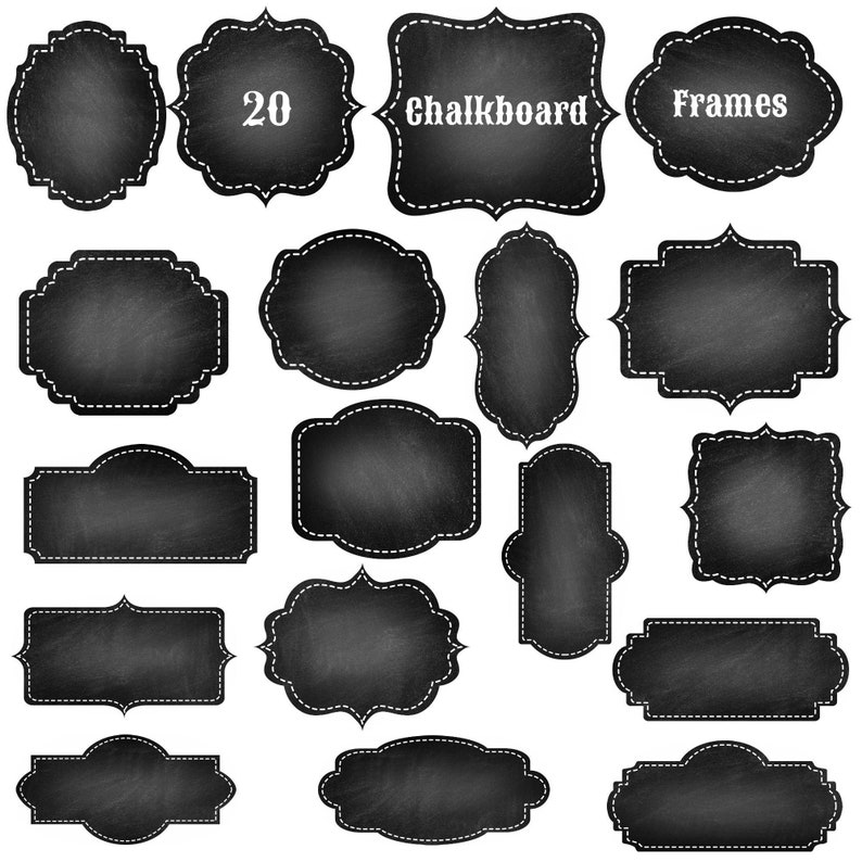 Chalkboard Clip Art Digital Frames | Black Chalkboard Labels | Graphics ...