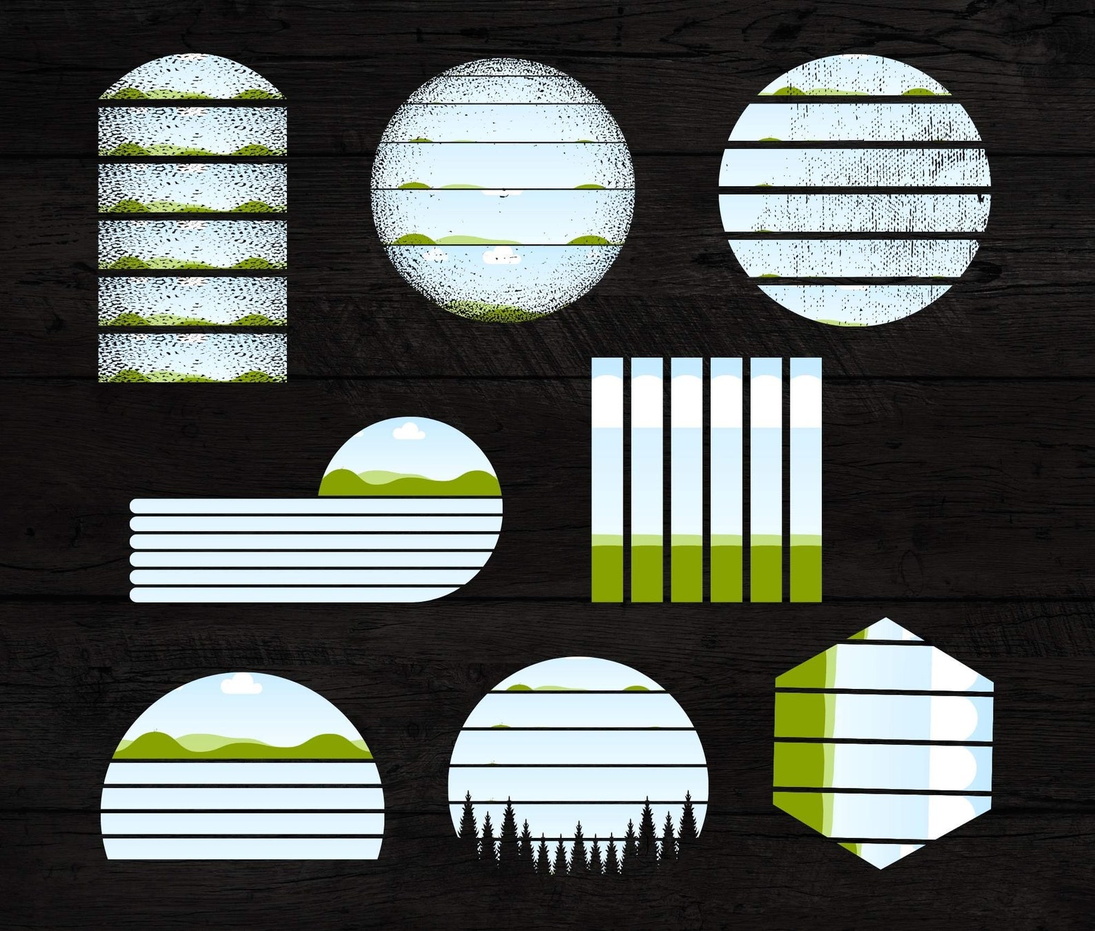 Custom Retro Sunset Canva Frames | Editable in Canva Retro Sunset ...