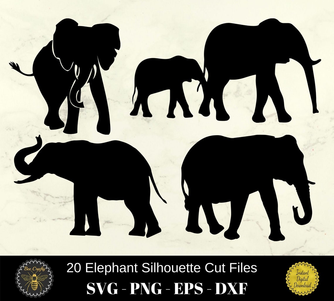 20 x Elephant Bundle SVG Elephant Silhouette Clipart | Etsy