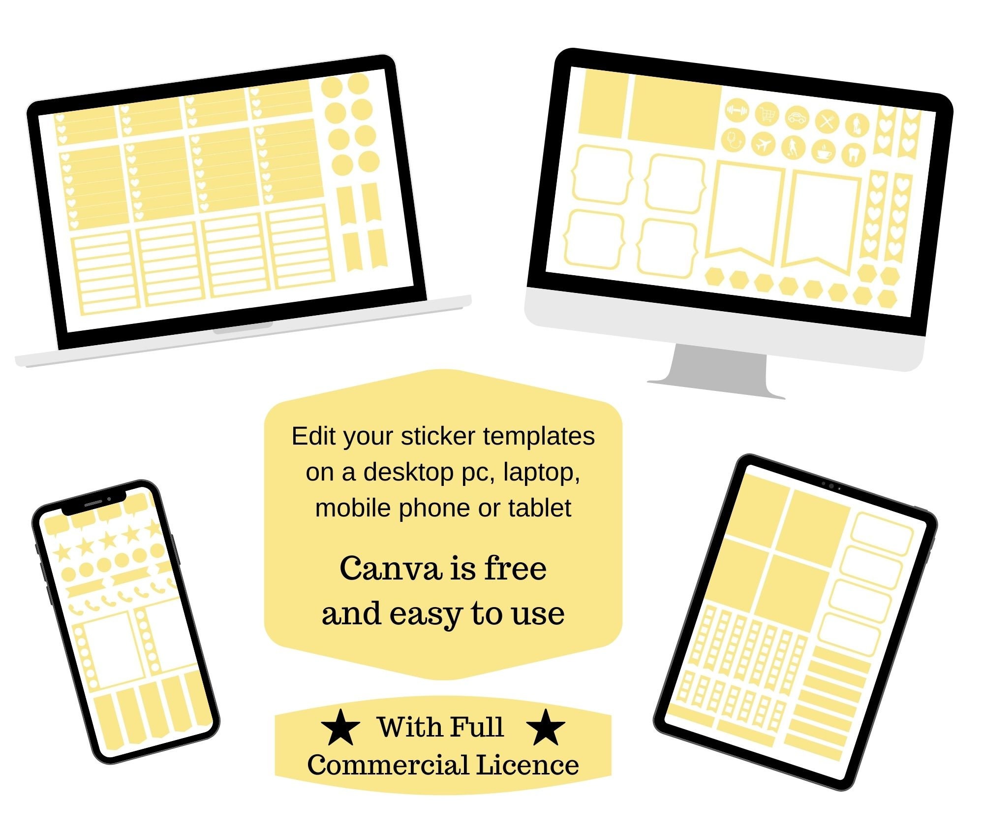 Planner Sticker Box Template Bundle Editable Canva Planner - Etsy