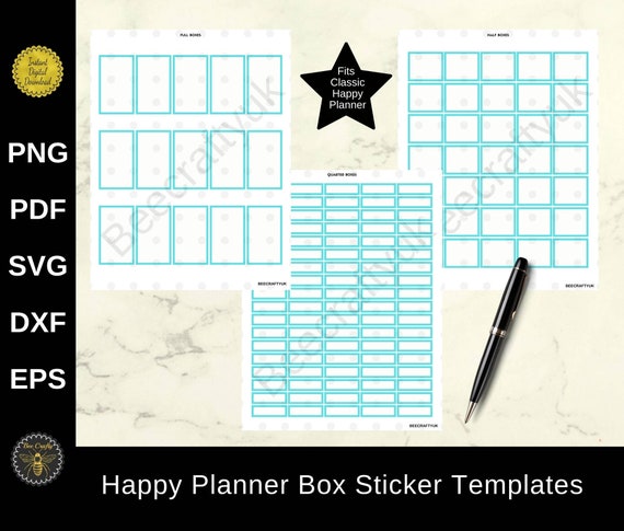 Happy Planner Classic Sticker Templates Blank Fillable Full - Etsy
