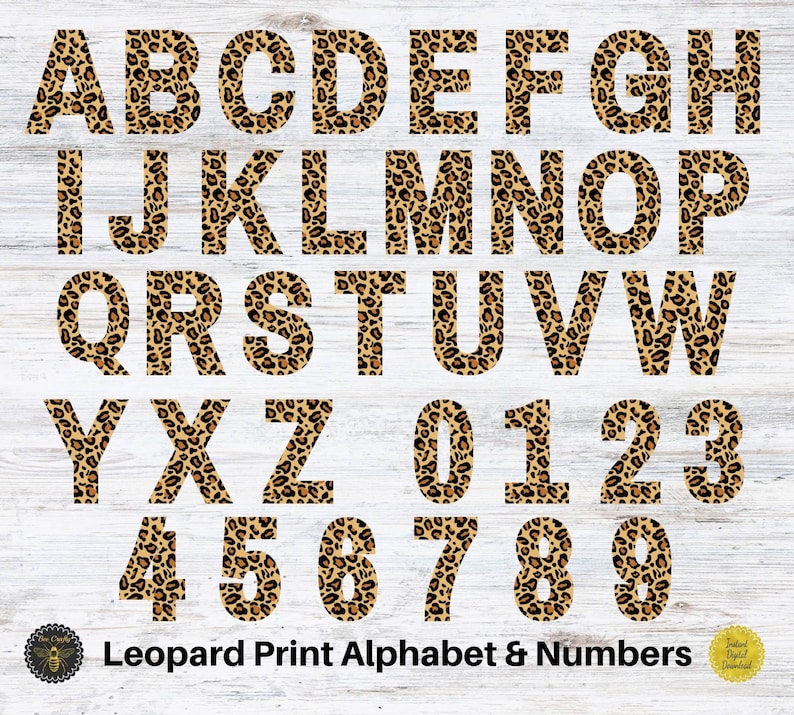 Leopard Print Letters & Numbers | Animal Print Alphabet A - Z Numbers 0 ...