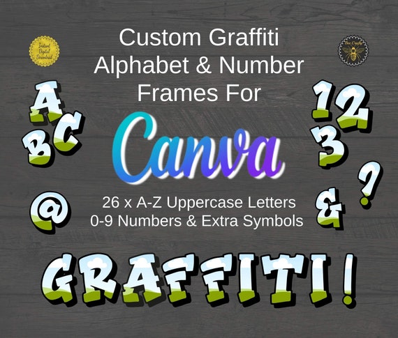Custom Canva Letter Number Alphabet Graffiti Font Frames - Etsy