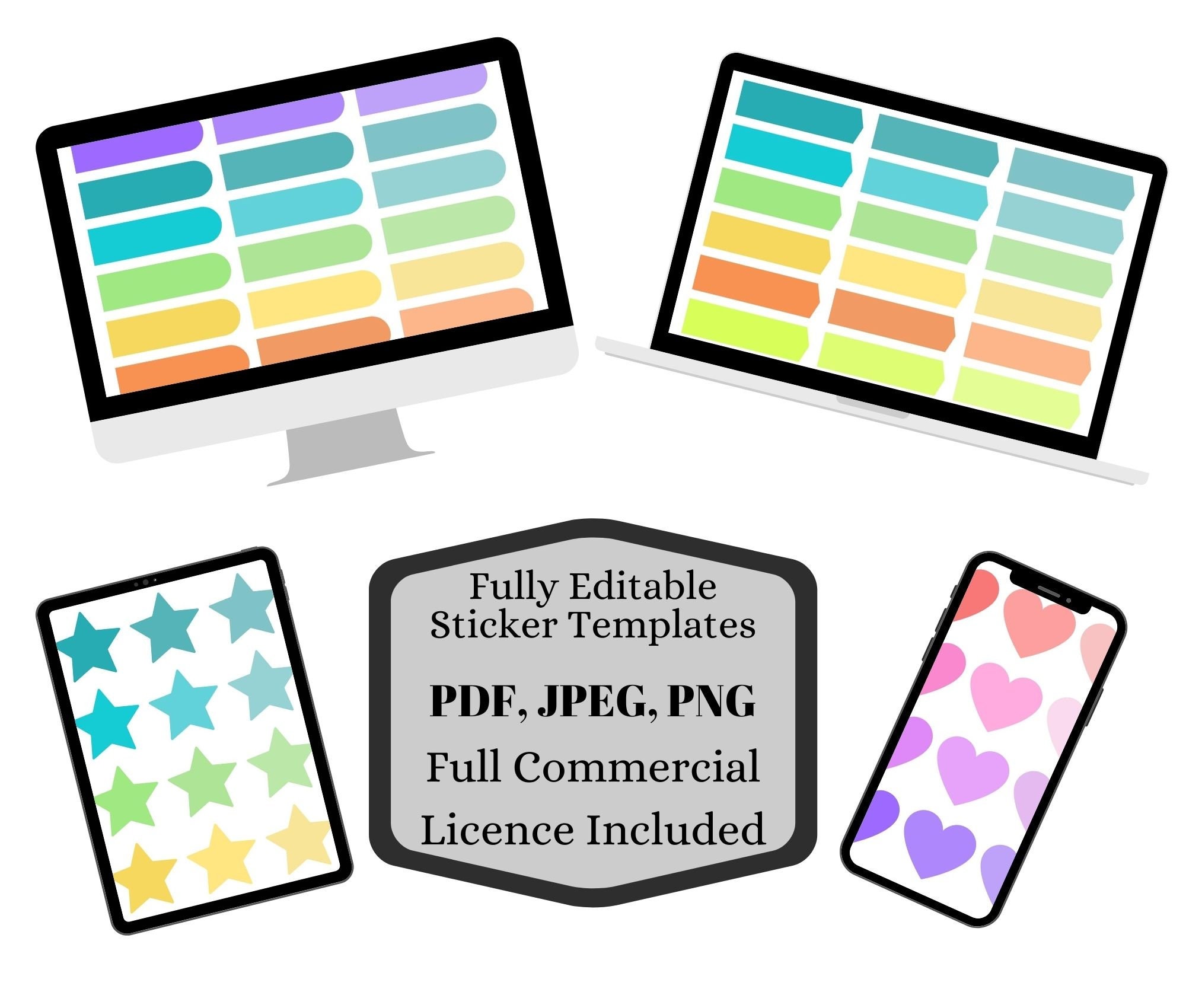 Make Your Own Stickers Template Bundle 324 X Editable - Etsy