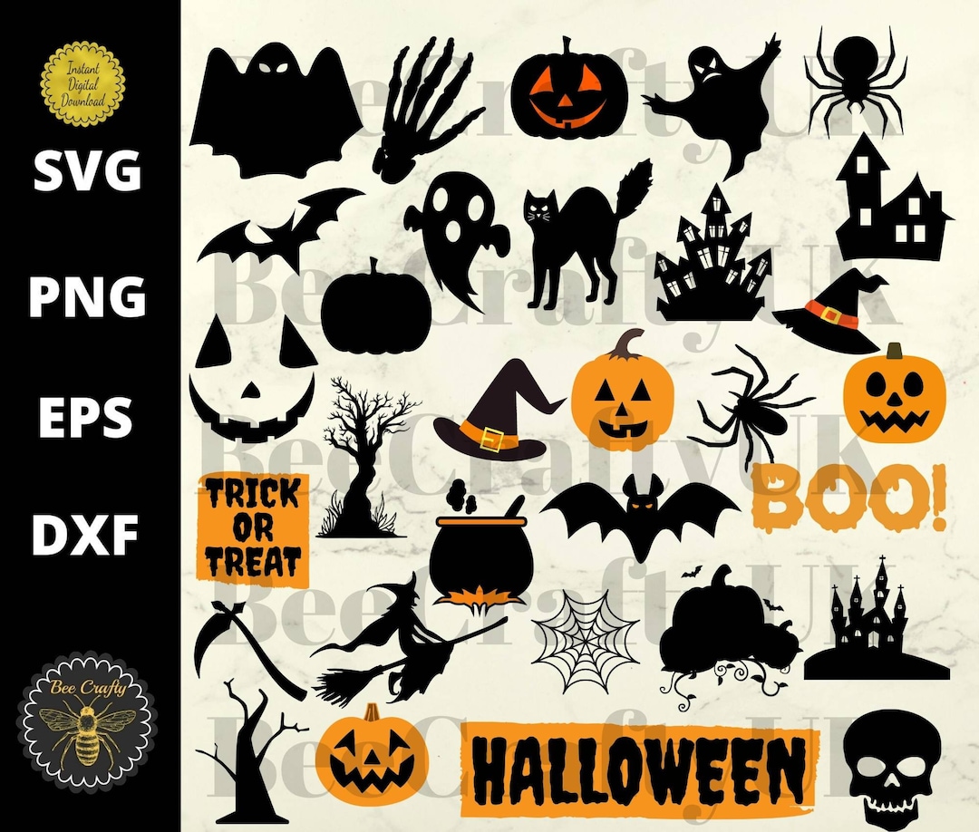 Halloween Bundle SVG | Halloween Clipart | Witch, Pumpkin, Ghost, Skull ...