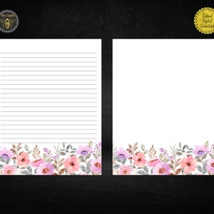 Floral Stationery Set: Watercolor Flower Note Paper (digital Download ...