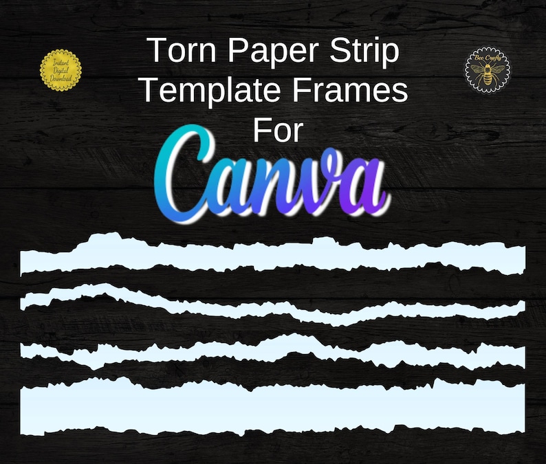 Torn Paper Strip Canva Frames | Editable in Canva Paper Strips | Fill ...
