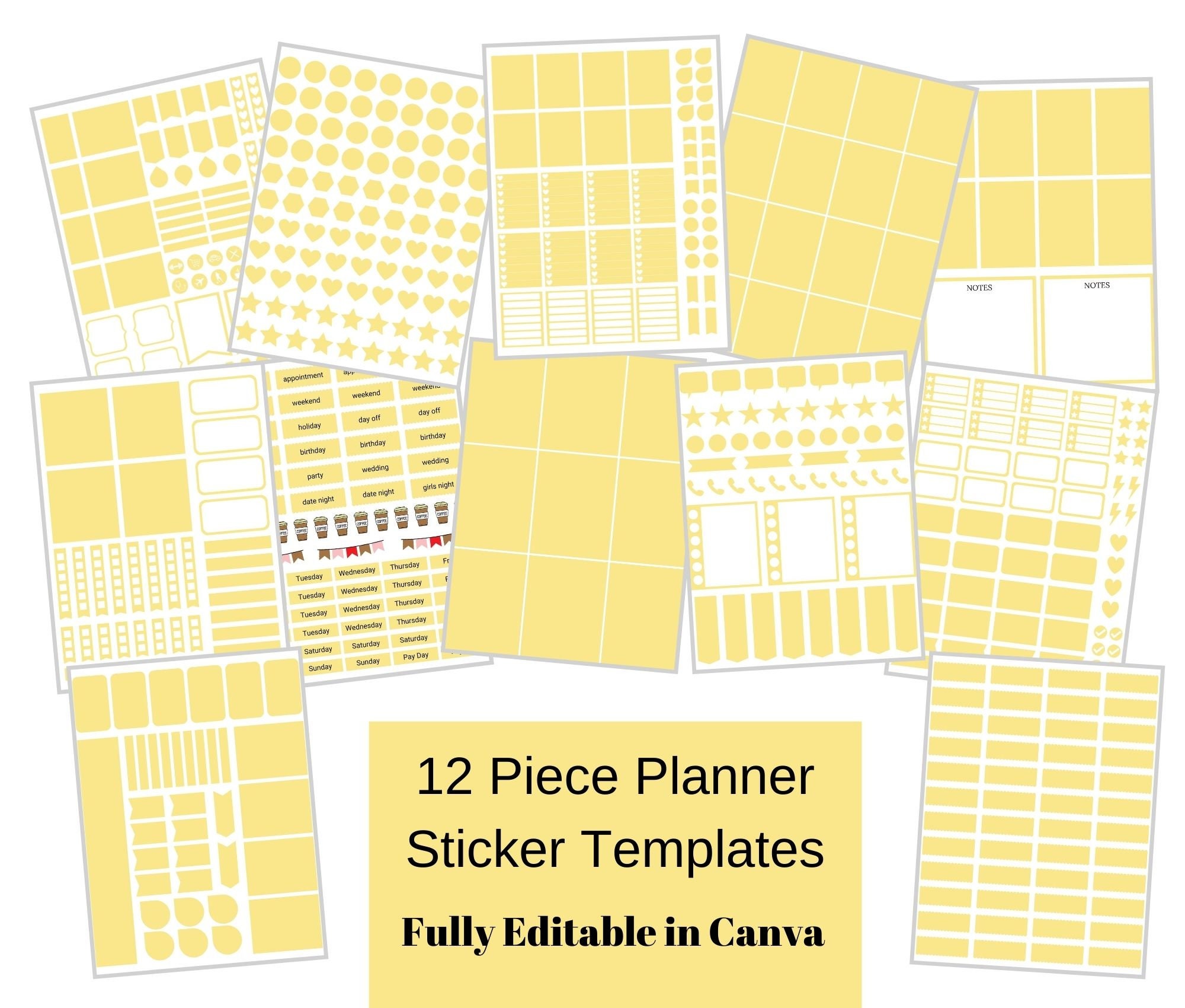 Planner Sticker Box Template Bundle Editable Canva Planner - Etsy