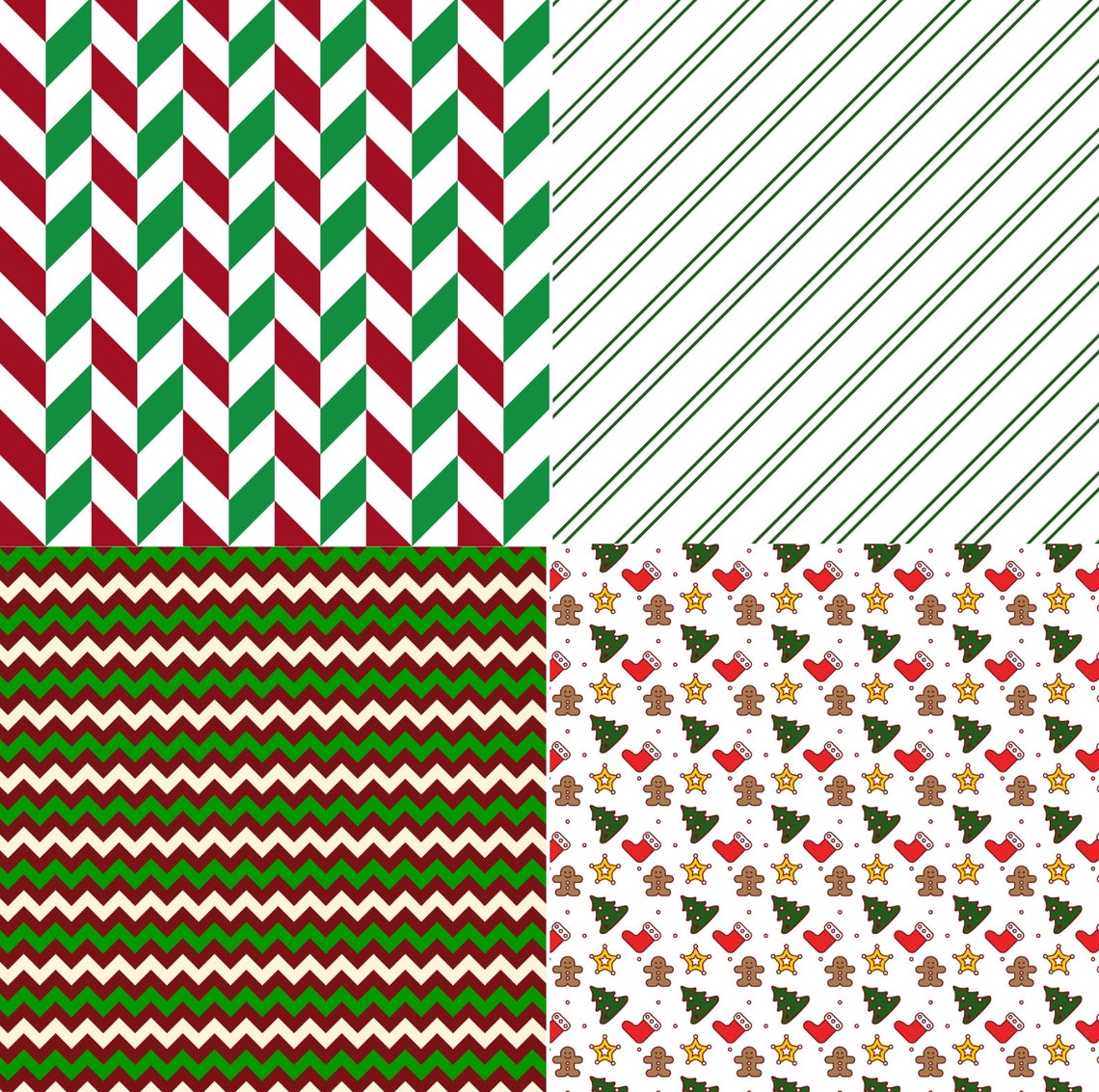 Christmas Digital Paper Pack | Christmas Patterns Gingerbread Man ...
