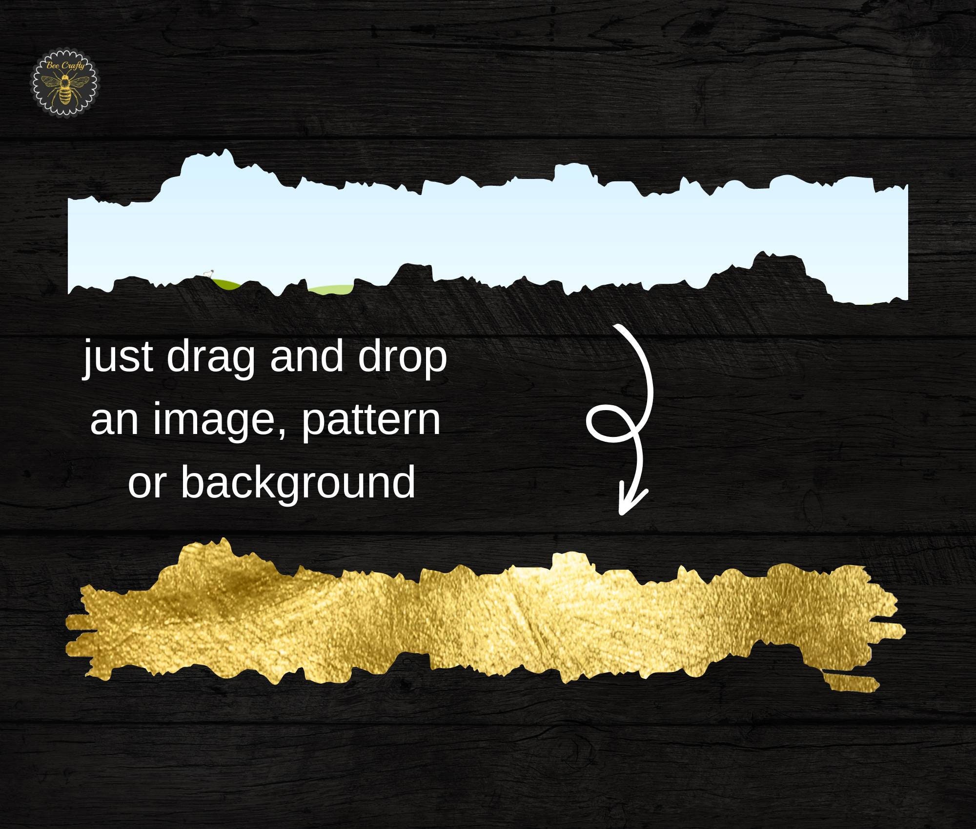 Torn Paper Strip Canva Frames | Editable in Canva Paper Strips | Fill ...