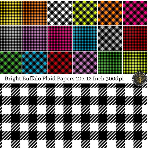 Bright Plaid Digital Paper Pack Rainbow Buffalo Plaid Craft - Etsy
