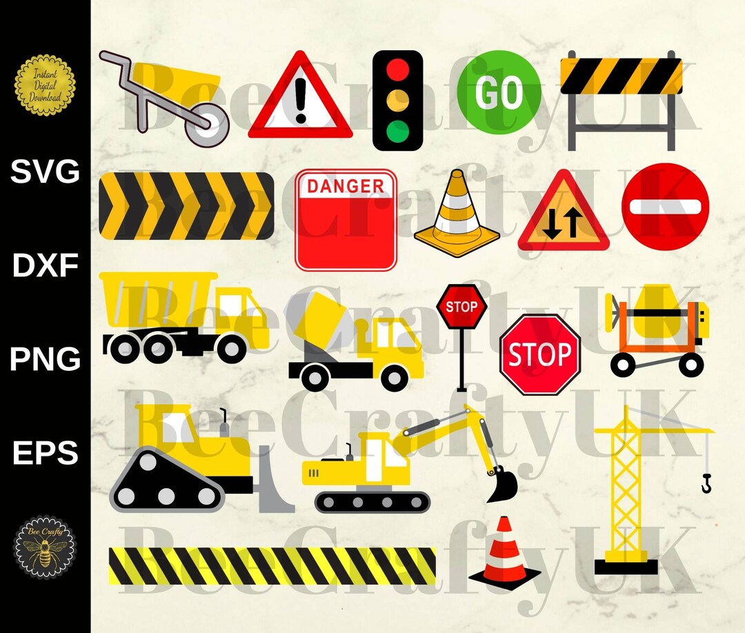 Construction Bundle SVG | Digger, Dump Truck, Excavator Clipart ...
