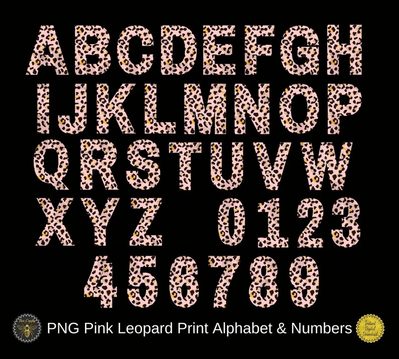 Pink Leopard Print Letters & Numbers | Animal Print Font Alphabet A-Z ...