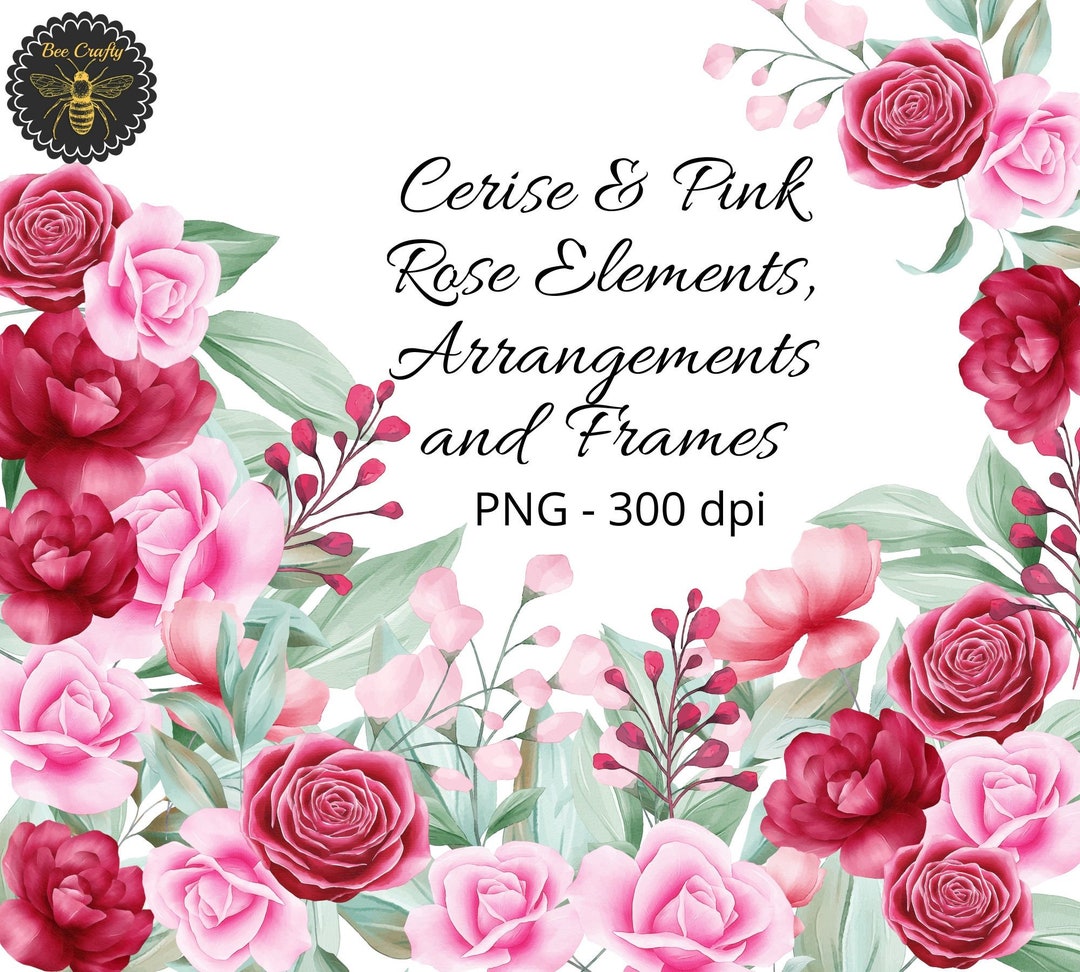 Cerise Pink Roses Gold Foil Geometric Polygon Frames | Rose Flower ...