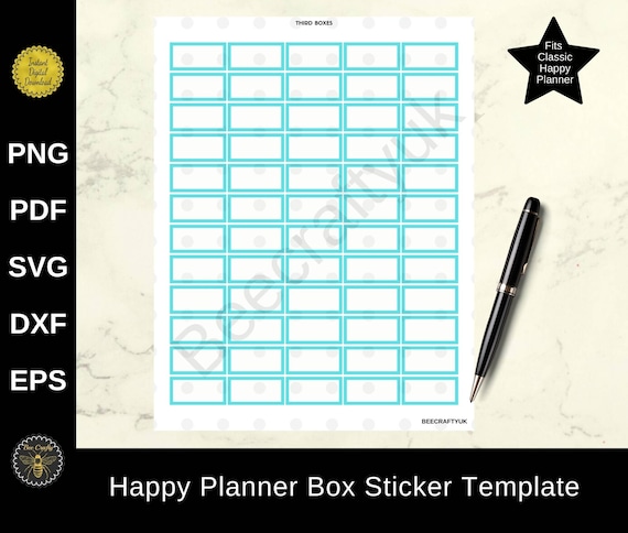 Happy Planner Classic Sticker Template Blank Fillable Third - Etsy
