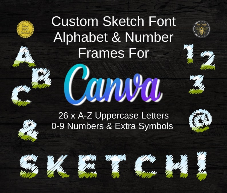 Custom Canva Letter Number Alphabet Frames Drag and Drop - Etsy