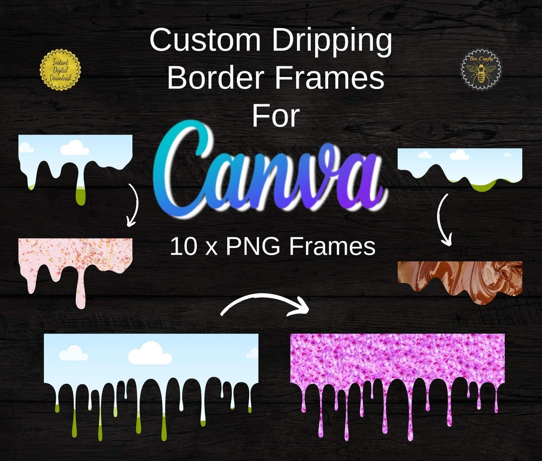 Custom Canva Dripping Border Frames | Drag and Drop Editable in Canva ...