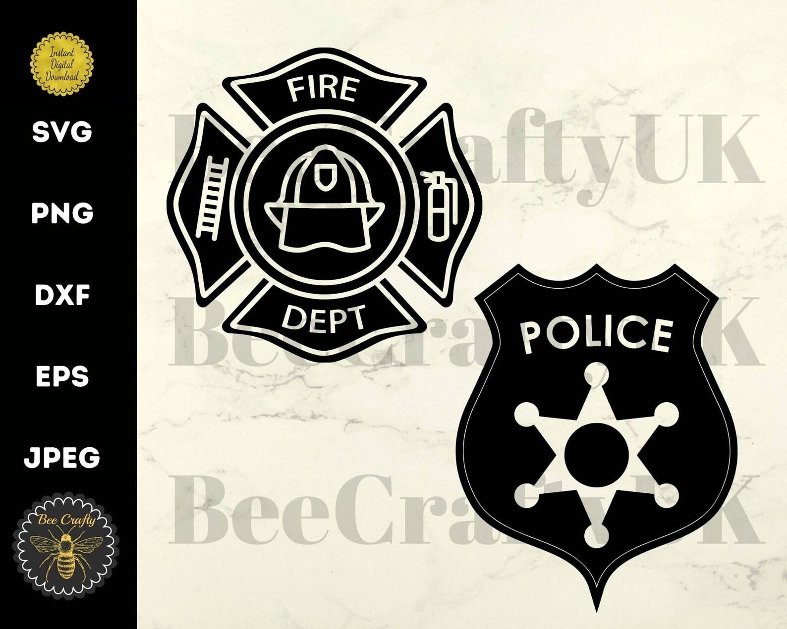 Police and Fire Shield SVG Bundle Fire / Police Badge | Etsy
