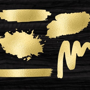 Gold Design Elements | Yellow Gold Metallic Clipart | Gold Foil, Gold Circle Frame, Gold Brush ...